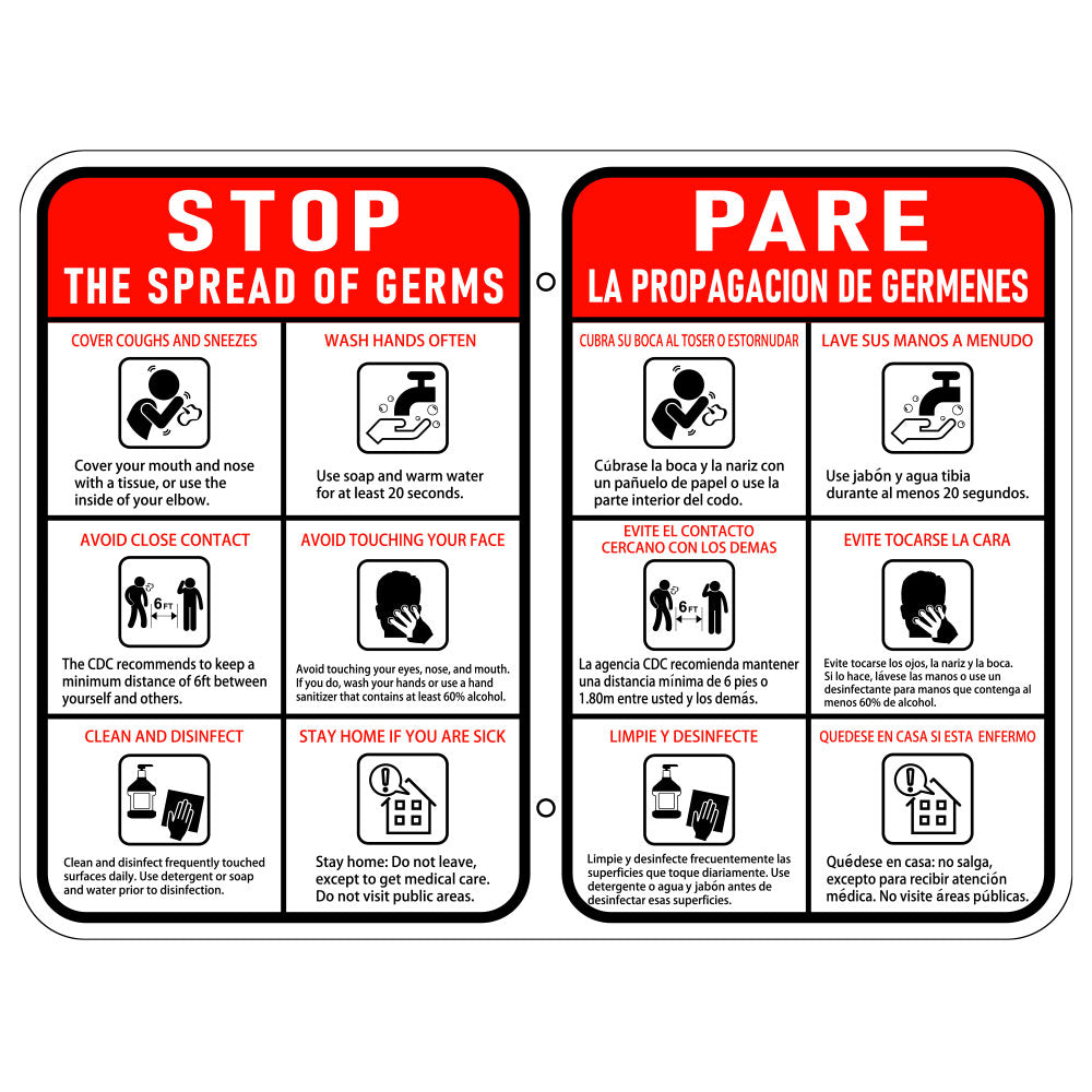 Stop the Spread of Germs Sign - Vertical - Bilingual – My Store